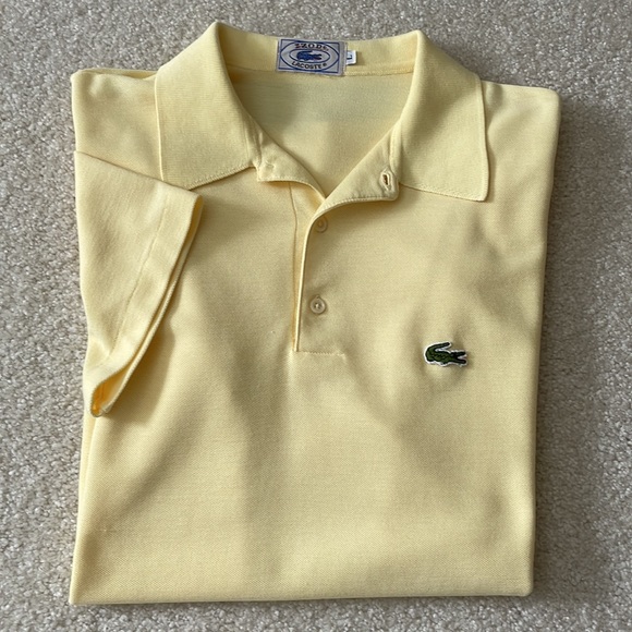 Izod | Shirts | Vintage Izod Lacoste Mens Pale Yellow Polo With Blue ...
